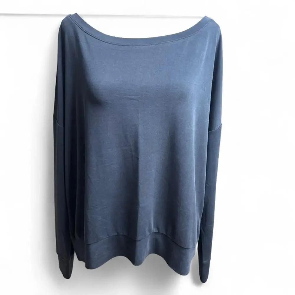 Fabletics | Tops | Fabletics Top Navy Boat Neck Eco Sleek Oversized ...